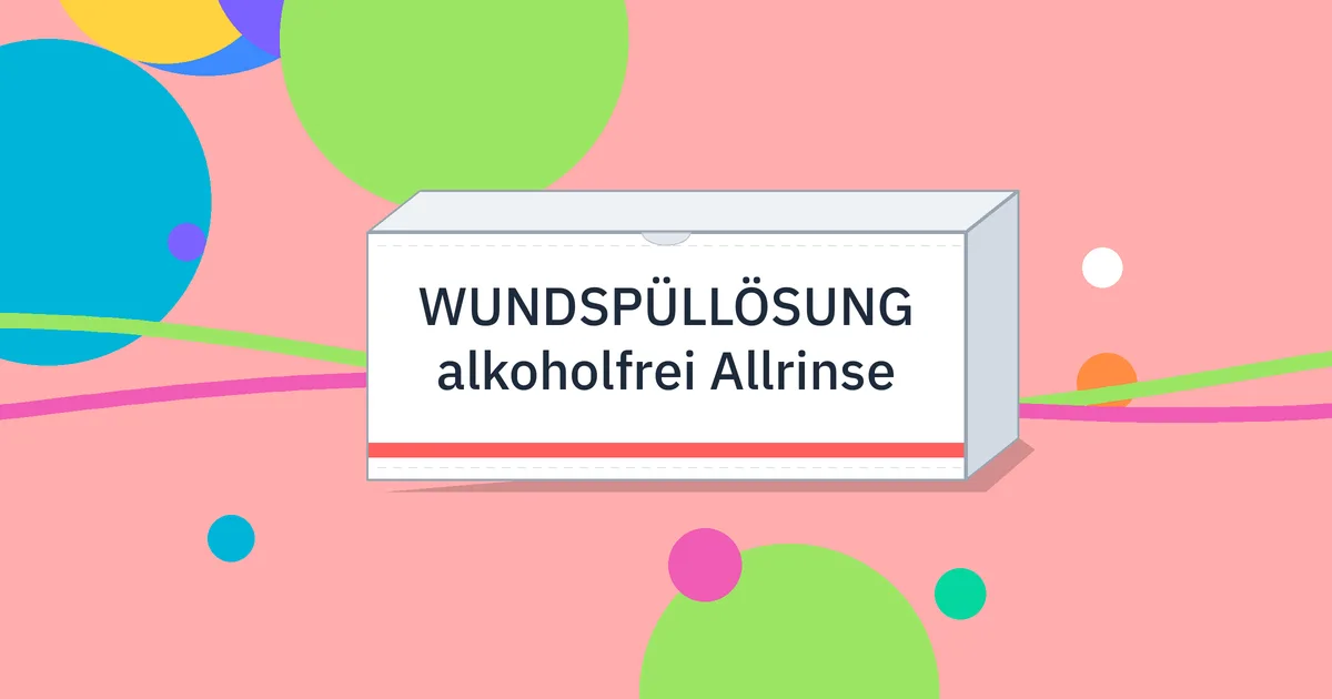 Symbolbild: Packung mit der Aufschrift WUNDSPÜLLÖSUNG alkoholfrei Allrinse (PZN 18669614) – Verfügbarkeit und Bezug in Apotheken in Frankfurt am Main