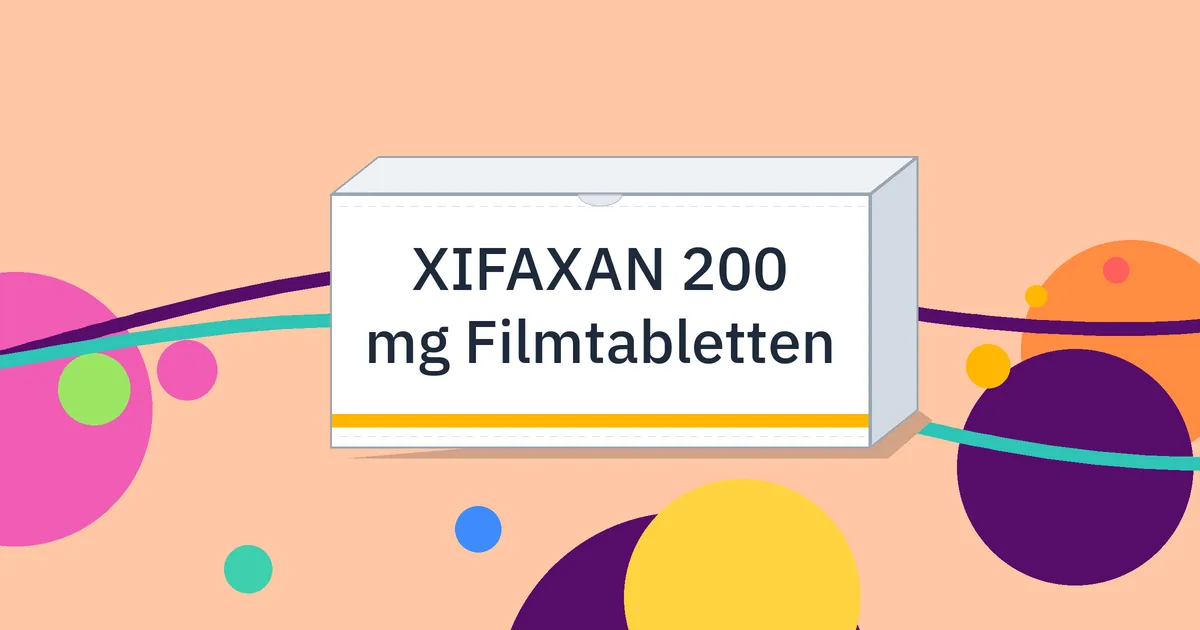 Symbolbild: Packung mit der Aufschrift XIFAXAN 200 mg Filmtabletten (PZN 00056584) – Verfügbarkeit und Bezug in Apotheken in Frankfurt am Main