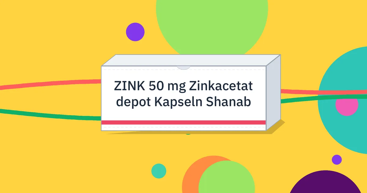 Symbolbild: Packung mit der Aufschrift ZINK 50 mg Zinkacetat depot Kapseln Shanab (PZN 16851131) – Verfügbarkeit und Bezug in Apotheken in Frankfurt am Main