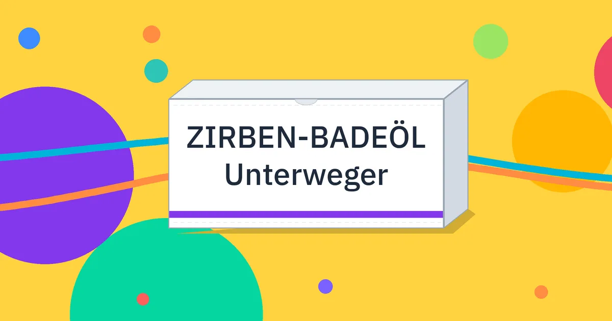 Symbolbild: Packung mit der Aufschrift ZIRBEN-BADEÖL Unterweger (PZN 12437736) – Verfügbarkeit und Bezug in Apotheken in Frankfurt am Main