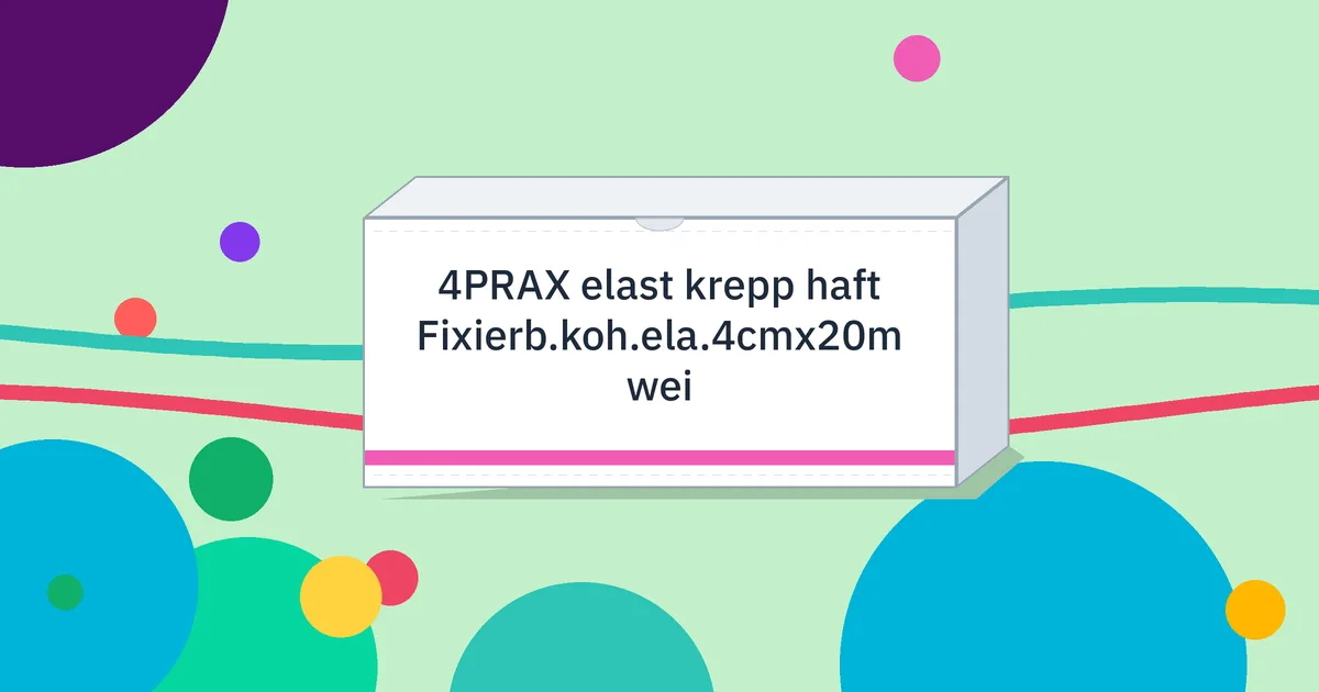 Symbolbild: Packung mit der Aufschrift 4PRAX elast krepp haft Fixierb.koh.ela.4cmx20m wei (PZN 20230305) – Verfügbarkeit und Bezug in Apotheken in Frankfurt am Main
