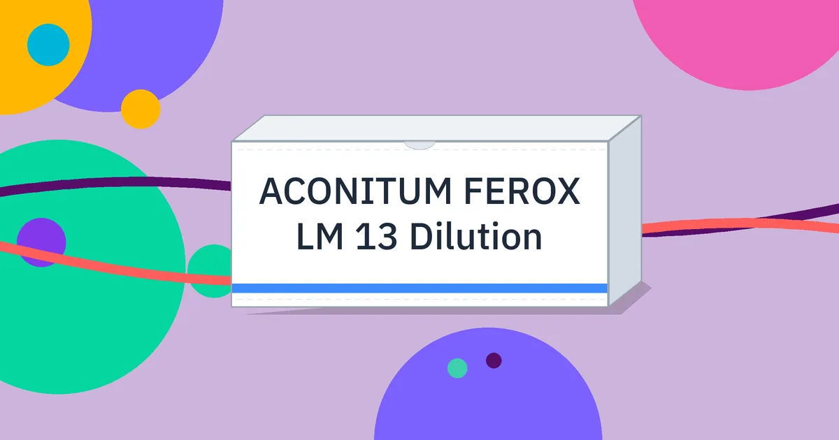 Symbolbild: Packung mit der Aufschrift ACONITUM FEROX LM 13 Dilution (PZN 13290554) – Verfügbarkeit und Bezug in Apotheken in Frankfurt am Main