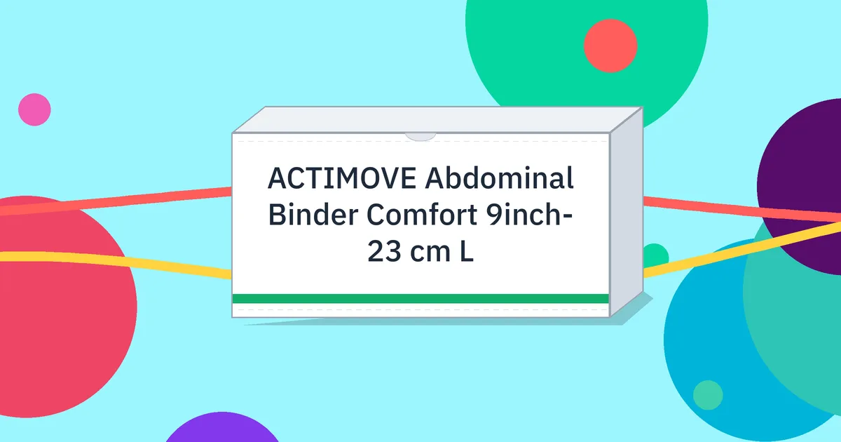 Symbolbild: Packung mit der Aufschrift ACTIMOVE Abdominal Binder Comfort 9inch-23 cm L (PZN 18002117) – Verfügbarkeit und Bezug in Apotheken in Frankfurt am Main