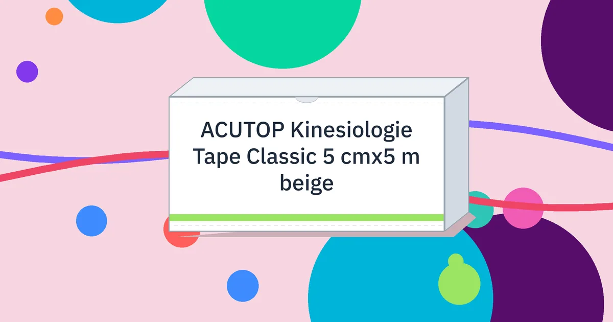 Symbolbild: Packung mit der Aufschrift ACUTOP Kinesiologie Tape Classic 5 cmx5 m beige (PZN 17821416) – Verfügbarkeit und Bezug in Apotheken in Frankfurt am Main