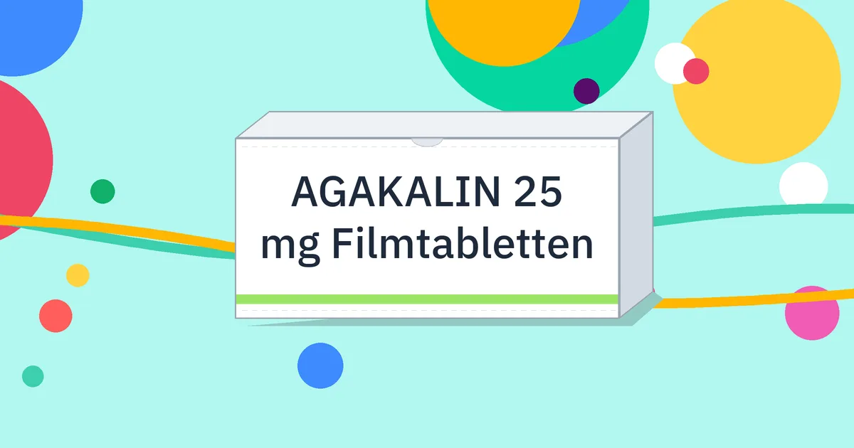 Symbolbild: Packung mit der Aufschrift AGAKALIN 25 mg Filmtabletten (PZN 16006625) – Verfügbarkeit und Bezug in Apotheken in Frankfurt am Main