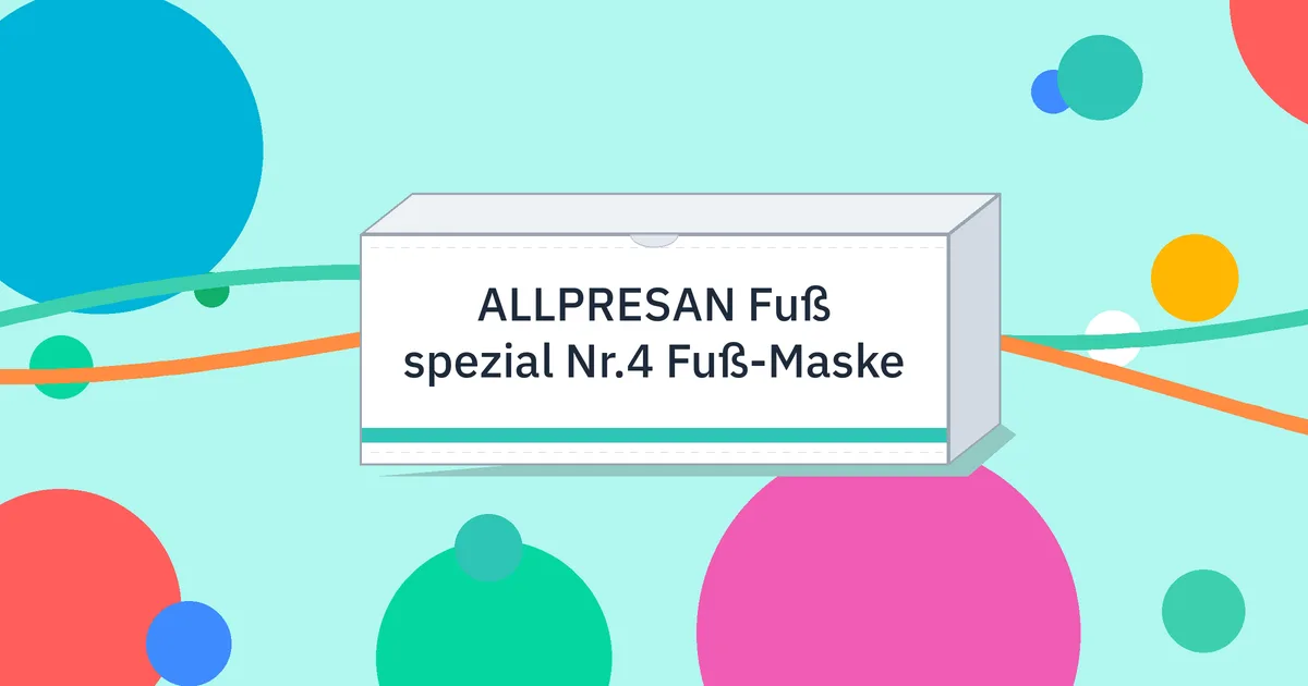 Symbolbild: Packung mit der Aufschrift ALLPRESAN Fuß spezial Nr.4 Fuß-Maske (PZN 18031610) – Verfügbarkeit und Bezug in Apotheken in Frankfurt am Main