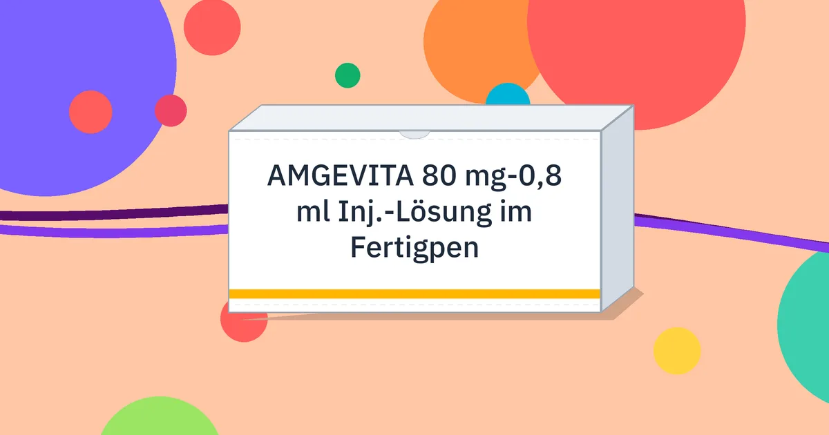 Symbolbild: Packung mit der Aufschrift AMGEVITA 80 mg-0,8 ml Inj.-Lösung im Fertigpen (PZN 18881946) – Verfügbarkeit und Bezug in Apotheken in Frankfurt am Main