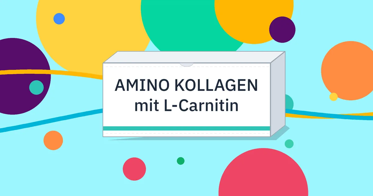 Symbolbild: Packung mit der Aufschrift AMINO KOLLAGEN mit L-Carnitin (PZN 09508131) – Verfügbarkeit und Bezug in Apotheken in Frankfurt am Main