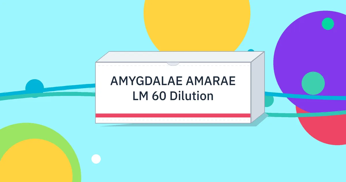 Symbolbild: Packung mit der Aufschrift AMYGDALAE AMARAE LM 60 Dilution (PZN 13325821) – Verfügbarkeit und Bezug in Apotheken in Frankfurt am Main