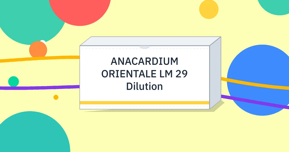 Symbolbild: Packung mit der Aufschrift ANACARDIUM ORIENTALE LM 29 Dilution (PZN 12762169) – Verfügbarkeit und Bezug in Apotheken in Frankfurt am Main