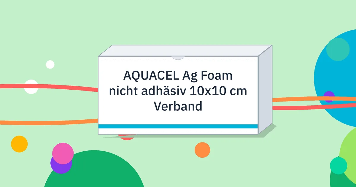 Symbolbild: Packung mit der Aufschrift AQUACEL Ag Foam nicht adhäsiv 10x10 cm Verband (PZN 13975370) – Verfügbarkeit und Bezug in Apotheken in Frankfurt am Main