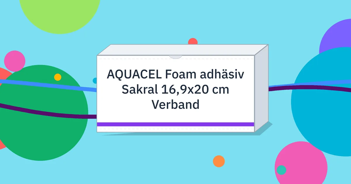 Symbolbild: Packung mit der Aufschrift AQUACEL Foam adhäsiv Sakral 16,9x20 cm Verband (PZN 19846981) – Verfügbarkeit und Bezug in Apotheken in Frankfurt am Main