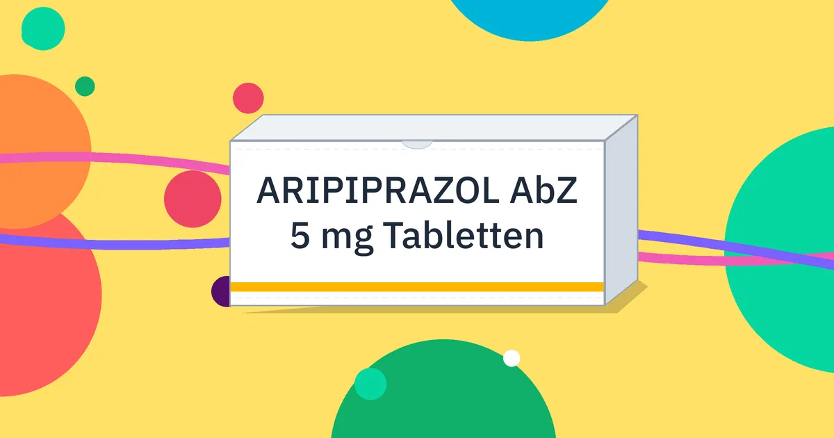 Symbolbild: Packung mit der Aufschrift ARIPIPRAZOL AbZ 5 mg Tabletten (PZN 13982223) – Verfügbarkeit und Bezug in Apotheken in Frankfurt am Main