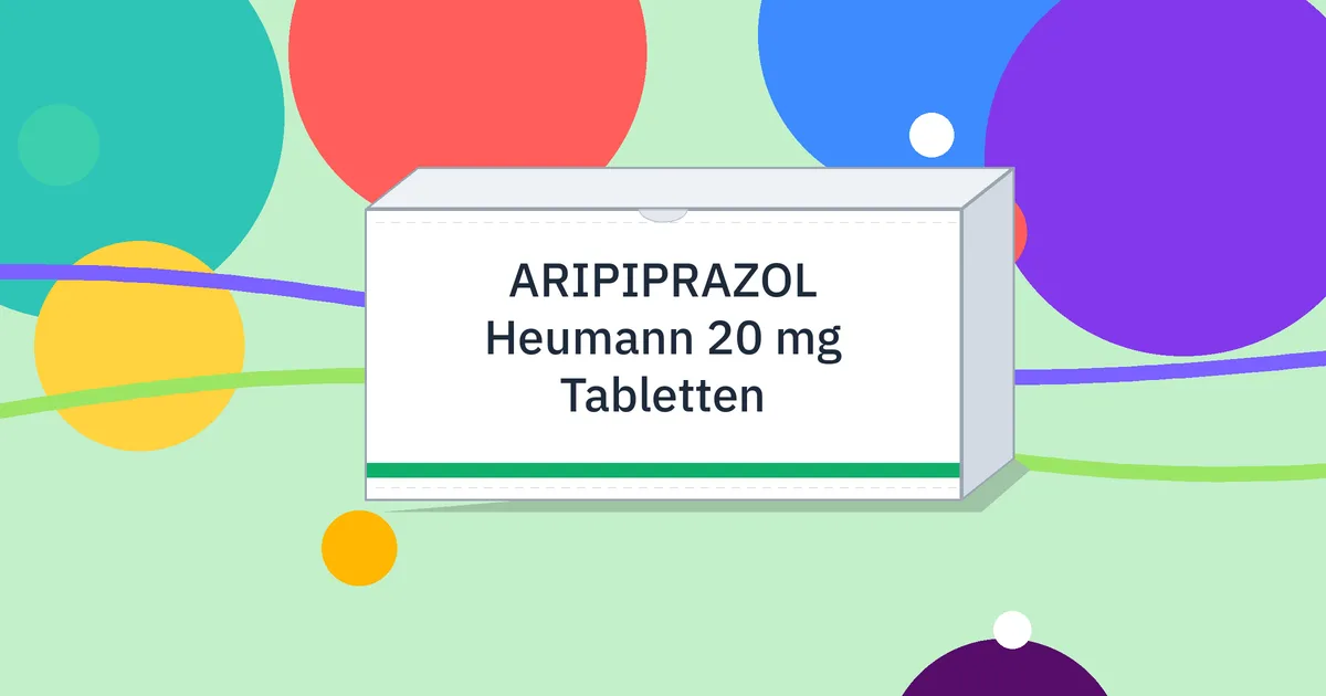 Symbolbild: Packung mit der Aufschrift ARIPIPRAZOL Heumann 20 mg Tabletten (PZN 11479804) – Verfügbarkeit und Bezug in Apotheken in Frankfurt am Main