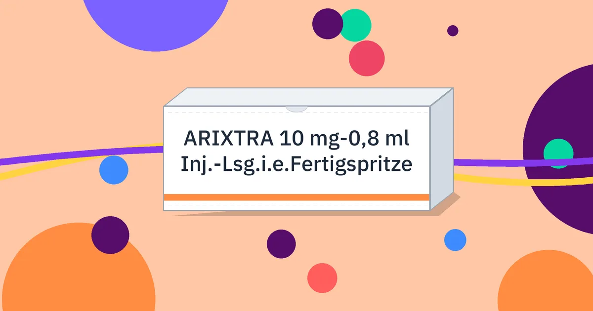 Symbolbild: Packung mit der Aufschrift ARIXTRA 10 mg-0,8 ml Inj.-Lsg.i.e.Fertigspritze (PZN 03042499) – Verfügbarkeit und Bezug in Apotheken in Frankfurt am Main