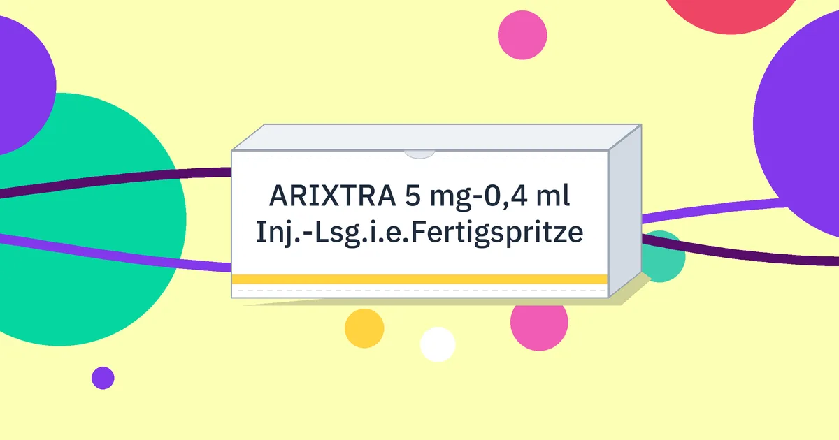 Symbolbild: Packung mit der Aufschrift ARIXTRA 5 mg-0,4 ml Inj.-Lsg.i.e.Fertigspritze (PZN 17551767) – Verfügbarkeit und Bezug in Apotheken in Frankfurt am Main
