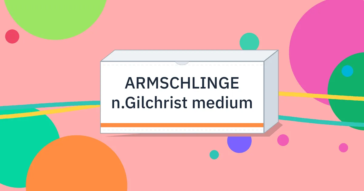 Symbolbild: Packung mit der Aufschrift ARMSCHLINGE n.Gilchrist medium (PZN 00467896) – Verfügbarkeit und Bezug in Apotheken in Frankfurt am Main