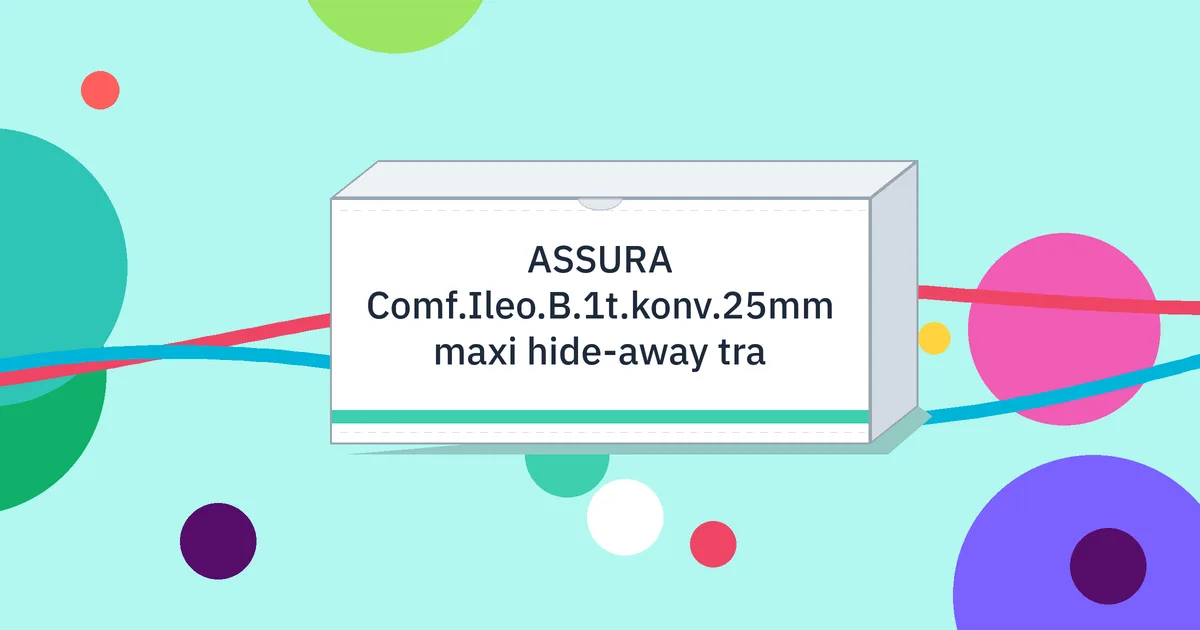 Symbolbild: Packung mit der Aufschrift ASSURA Comf.Ileo.B.1t.konv.25mm maxi hide-away tra (PZN 01691012) – Verfügbarkeit und Bezug in Apotheken in Frankfurt am Main