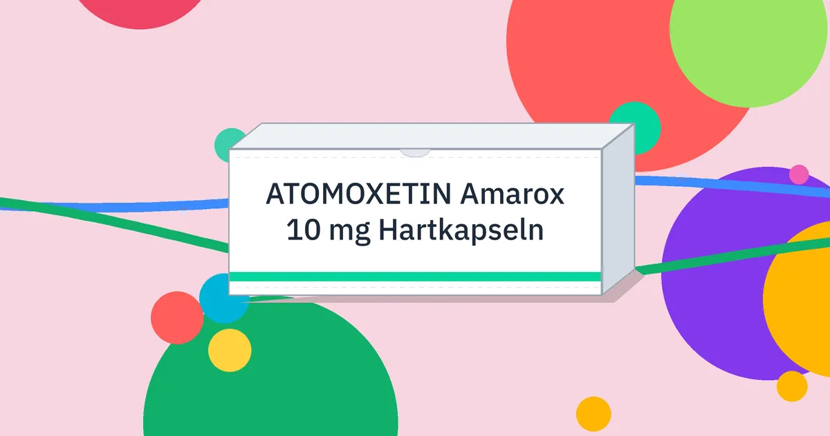 Symbolbild: Packung mit der Aufschrift ATOMOXETIN Amarox 10 mg Hartkapseln (PZN 19178522) – Verfügbarkeit und Bezug in Apotheken in Frankfurt am Main