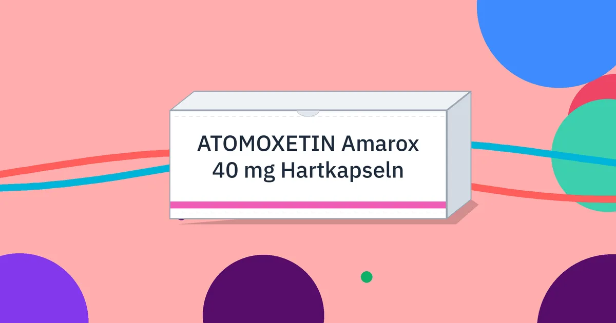 Symbolbild: Packung mit der Aufschrift ATOMOXETIN Amarox 40 mg Hartkapseln (PZN 19178611) – Verfügbarkeit und Bezug in Apotheken in Frankfurt am Main