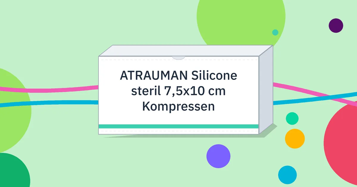 Symbolbild: Packung mit der Aufschrift ATRAUMAN Silicone steril 7,5x10 cm Kompressen (PZN 19469449) – Verfügbarkeit und Bezug in Apotheken in Frankfurt am Main