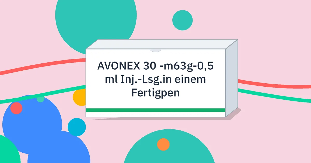 Symbolbild: Packung mit der Aufschrift AVONEX 30 -m63g-0,5 ml Inj.-Lsg.in einem Fertigpen (PZN 09393314) – Verfügbarkeit und Bezug in Apotheken in Frankfurt am Main