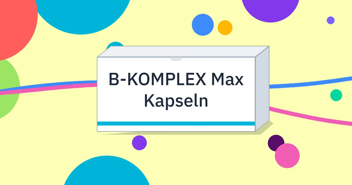Symbolbild: Packung mit der Aufschrift B-KOMPLEX Max Kapseln (PZN 18059235) – Verfügbarkeit und Bezug in Apotheken in Frankfurt am Main