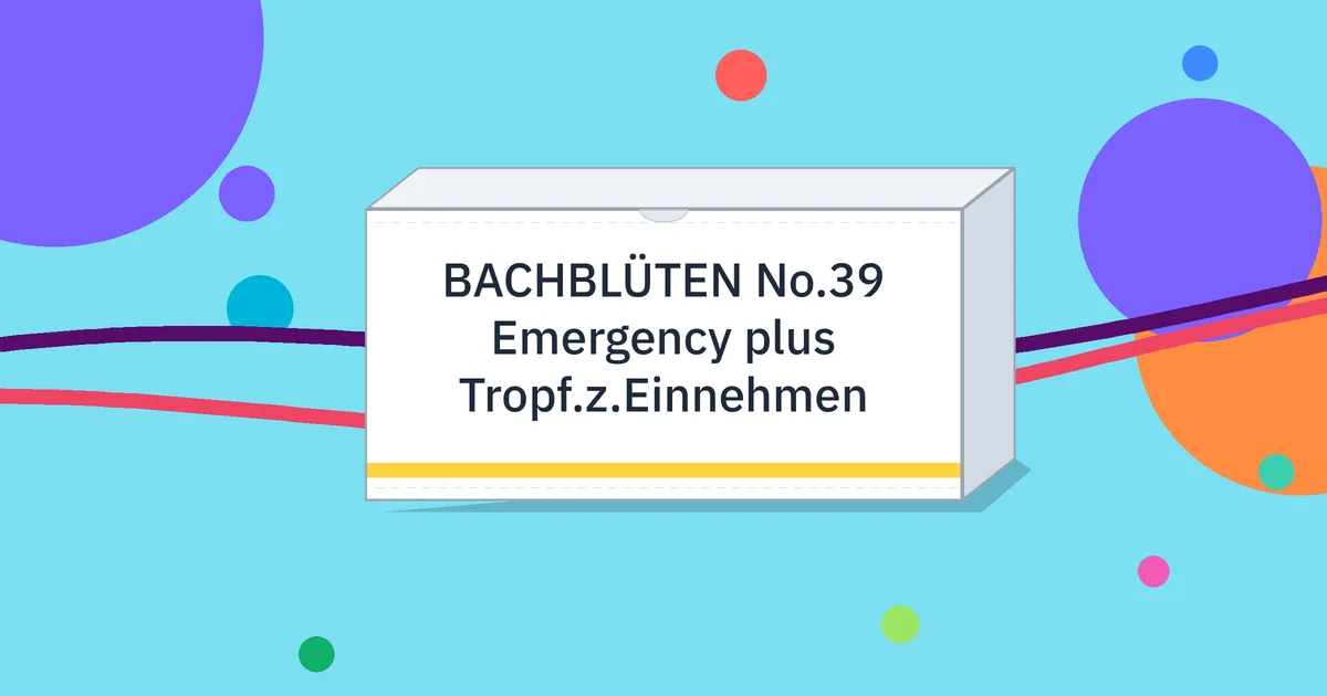 Symbolbild: Packung mit der Aufschrift BACHBLÜTEN No.39 Emergency plus Tropf.z.Einnehmen (PZN 16837042) – Verfügbarkeit und Bezug in Apotheken in Frankfurt am Main