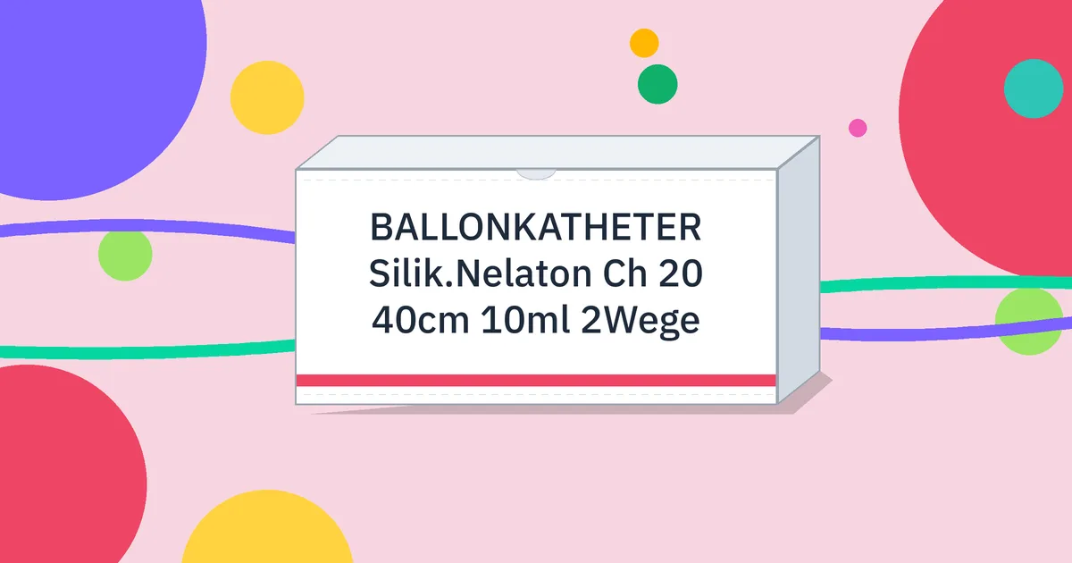 Symbolbild: Packung mit der Aufschrift BALLONKATHETER Silik.Nelaton Ch 20 40cm 10ml 2Wege (PZN 15428376) – Verfügbarkeit und Bezug in Apotheken in Frankfurt am Main