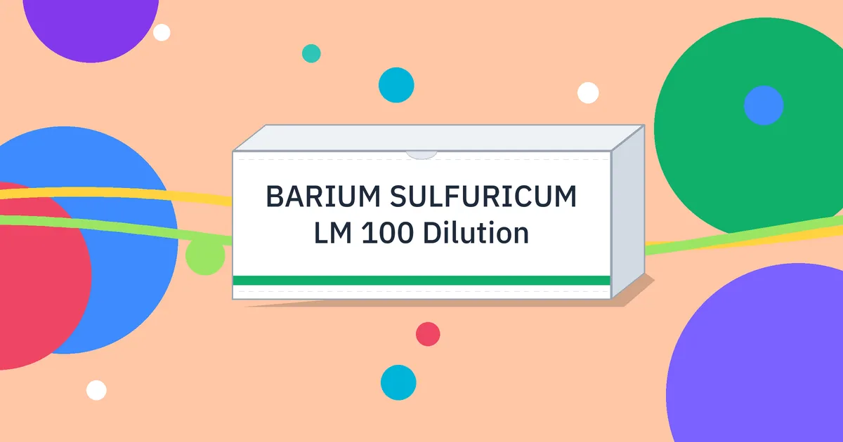 Symbolbild: Packung mit der Aufschrift BARIUM SULFURICUM LM 100 Dilution (PZN 13380777) – Verfügbarkeit und Bezug in Apotheken in Frankfurt am Main