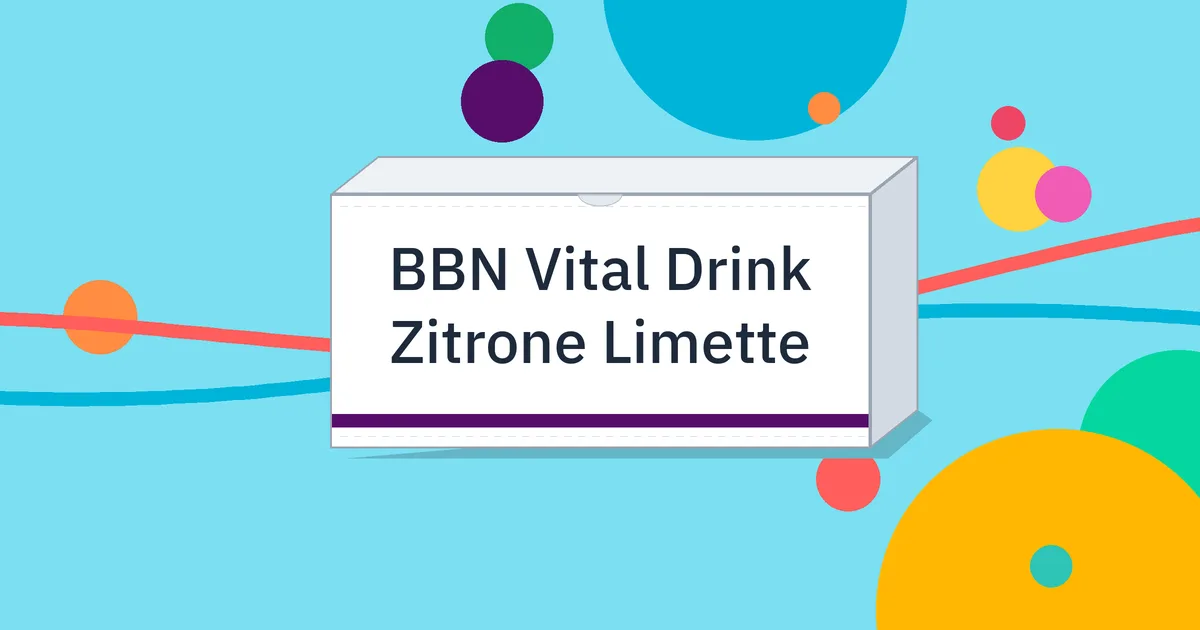 Symbolbild: Packung mit der Aufschrift BBN Vital Drink Zitrone Limette (PZN 17614025) – Verfügbarkeit und Bezug in Apotheken in Frankfurt am Main