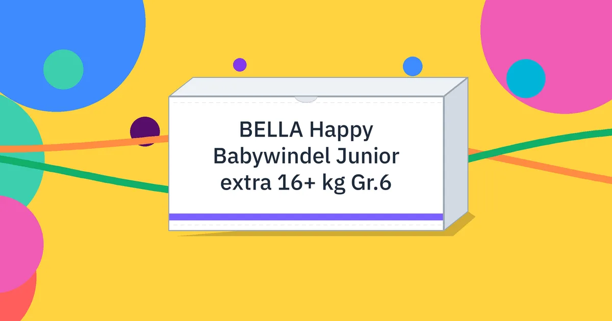 Symbolbild: Packung mit der Aufschrift BELLA Happy Babywindel Junior extra 16+ kg Gr.6 (PZN 15591225) – Verfügbarkeit und Bezug in Apotheken in Frankfurt am Main