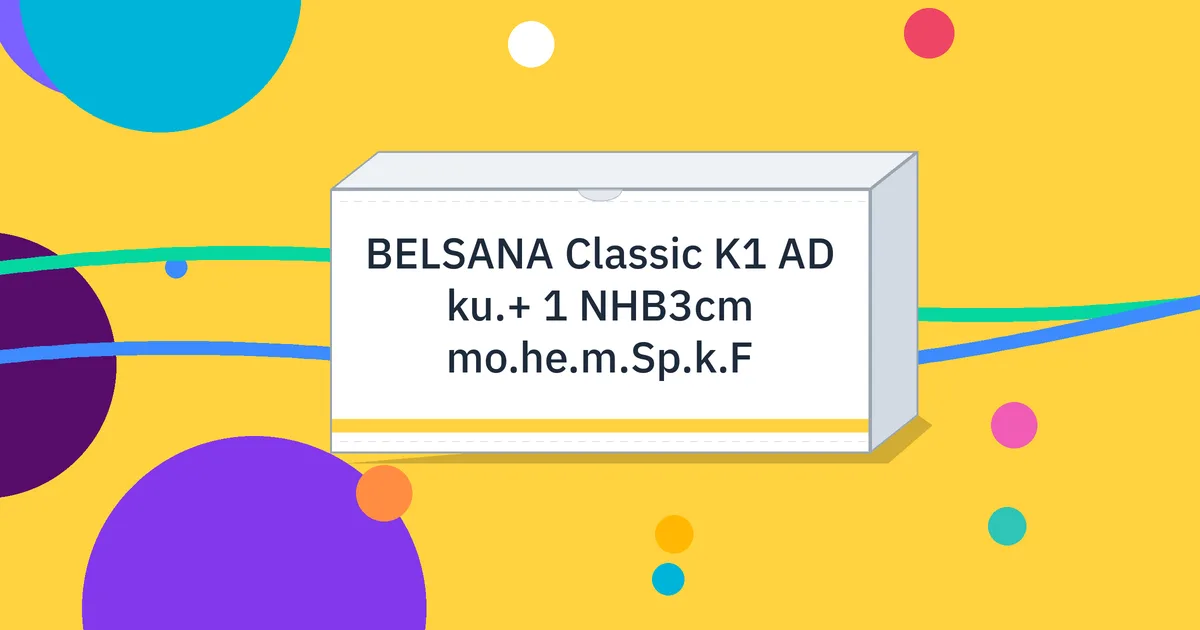 Symbolbild: Packung mit der Aufschrift BELSANA Classic K1 AD ku.+ 1 NHB3cm mo.he.m.Sp.k.F (PZN 19254329) – Verfügbarkeit und Bezug in Apotheken in Frankfurt am Main