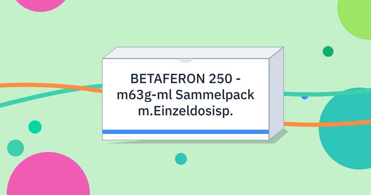 Symbolbild: Packung mit der Aufschrift BETAFERON 250 -m63g-ml Sammelpack m.Einzeldosisp. (PZN 04052206) – Verfügbarkeit und Bezug in Apotheken in Frankfurt am Main