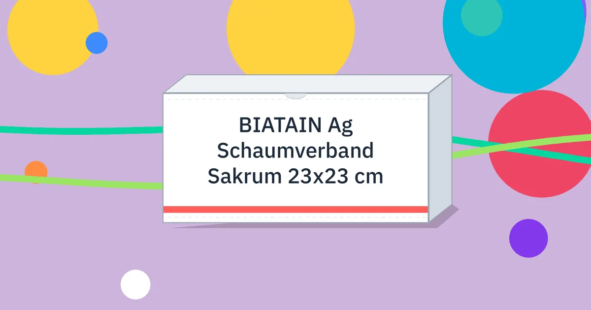 Symbolbild: Packung mit der Aufschrift BIATAIN Ag Schaumverband Sakrum 23x23 cm (PZN 06143982) – Verfügbarkeit und Bezug in Apotheken in Frankfurt am Main