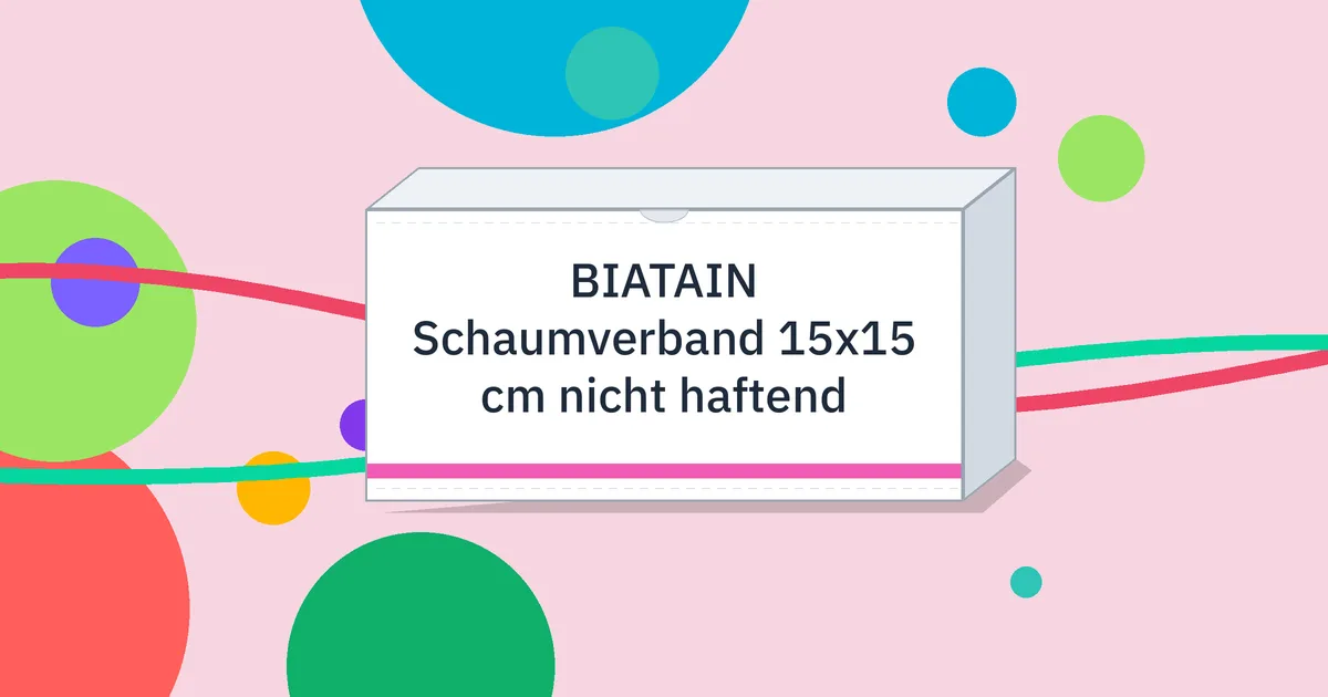Symbolbild: Packung mit der Aufschrift BIATAIN Schaumverband 15x15 cm nicht haftend (PZN 04569091) – Verfügbarkeit und Bezug in Apotheken in Frankfurt am Main