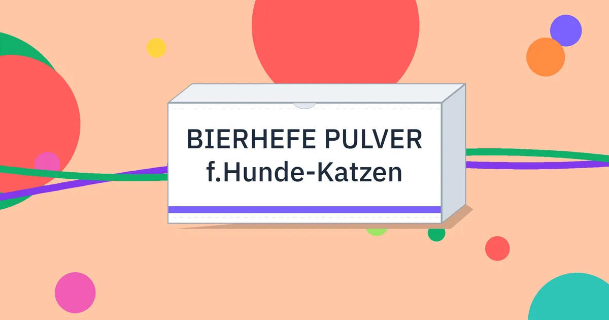 Symbolbild: Packung mit der Aufschrift BIERHEFE PULVER f.Hunde-Katzen (PZN 12893776) – Verfügbarkeit und Bezug in Apotheken in Frankfurt am Main