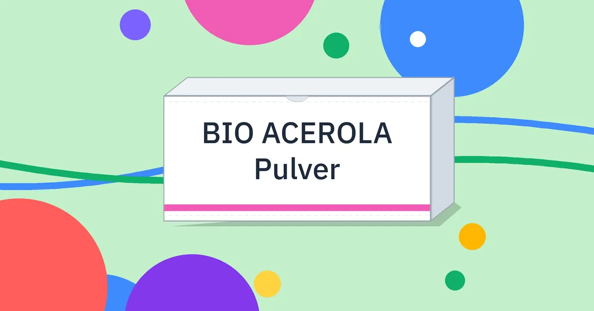 Symbolbild: Packung mit der Aufschrift BIO ACEROLA Pulver (PZN 10007925) – Verfügbarkeit und Bezug in Apotheken in Frankfurt am Main