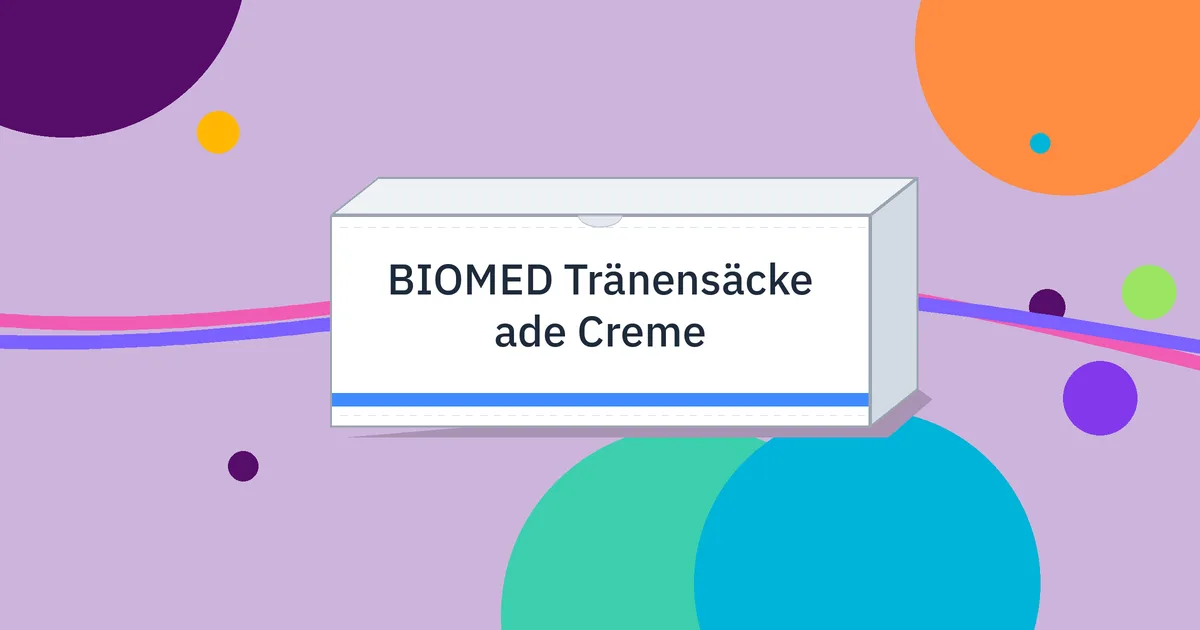 Symbolbild: Packung mit der Aufschrift BIOMED Tränensäcke ade Creme (PZN 15378715) – Verfügbarkeit und Bezug in Apotheken in Frankfurt am Main