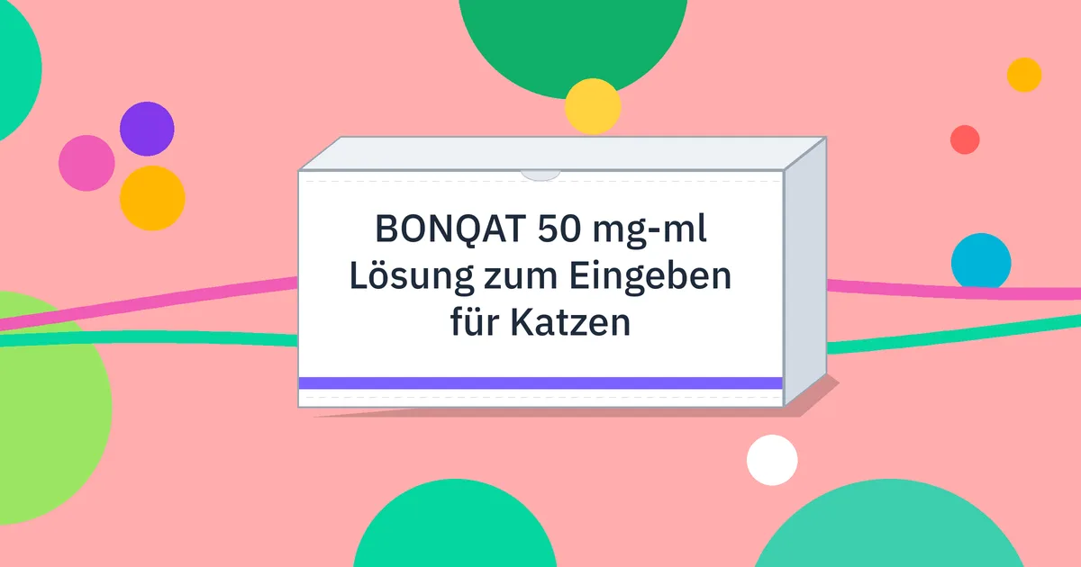 Symbolbild: Packung mit der Aufschrift BONQAT 50 mg-ml Lösung zum Eingeben für Katzen (PZN 19696056) – Verfügbarkeit und Bezug in Apotheken in Frankfurt am Main