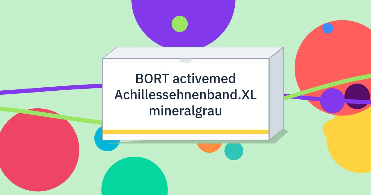 Symbolbild: Packung mit der Aufschrift BORT activemed Achillessehnenband.XL mineralgrau (PZN 15256509) – Verfügbarkeit und Bezug in Apotheken in Frankfurt am Main