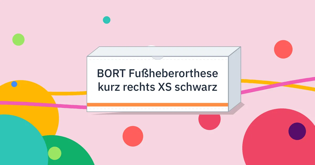 Symbolbild: Packung mit der Aufschrift BORT Fußheberorthese kurz rechts XS schwarz (PZN 19110642) – Verfügbarkeit und Bezug in Apotheken in Frankfurt am Main