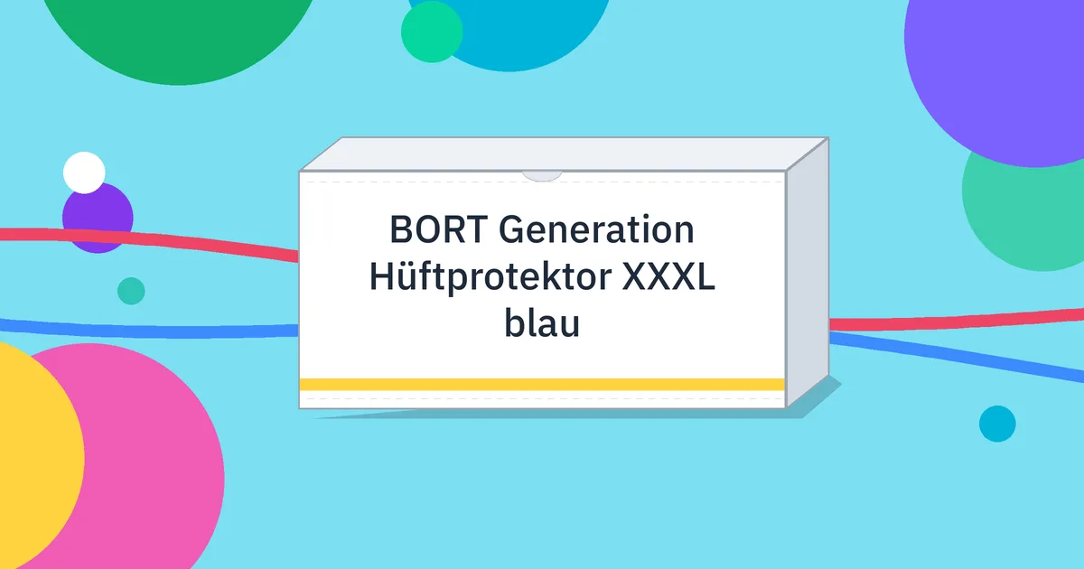 Symbolbild: Packung mit der Aufschrift BORT Generation Hüftprotektor XXXL blau (PZN 11581632) – Verfügbarkeit und Bezug in Apotheken in Frankfurt am Main