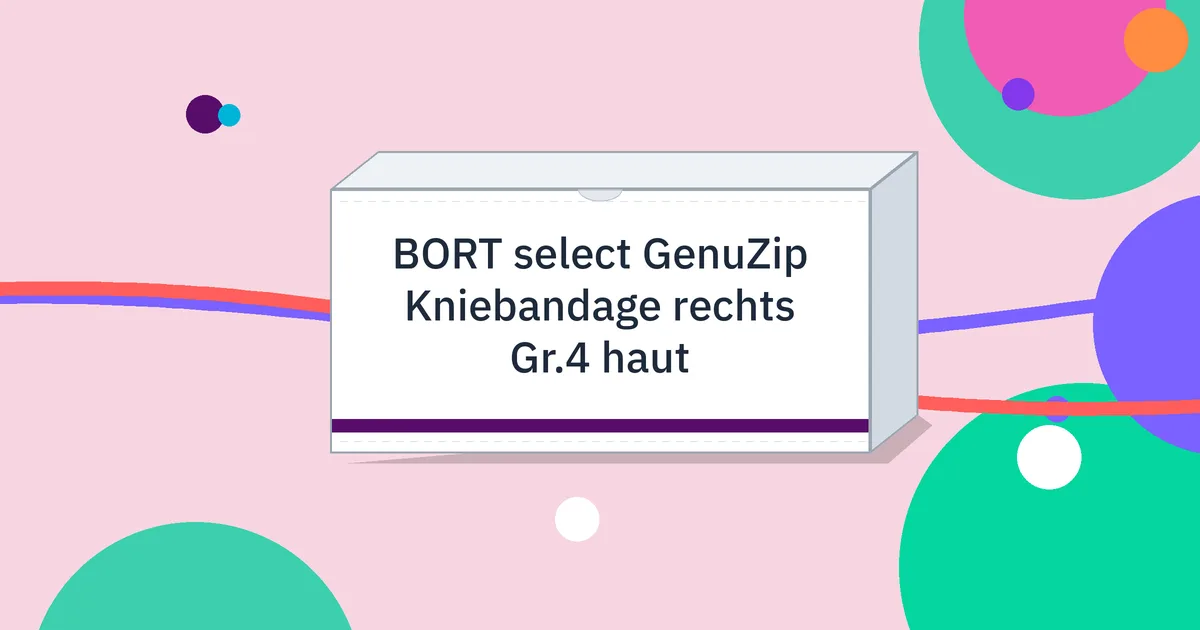 Symbolbild: Packung mit der Aufschrift BORT select GenuZip Kniebandage rechts Gr.4 haut (PZN 16844289) – Verfügbarkeit und Bezug in Apotheken in Frankfurt am Main