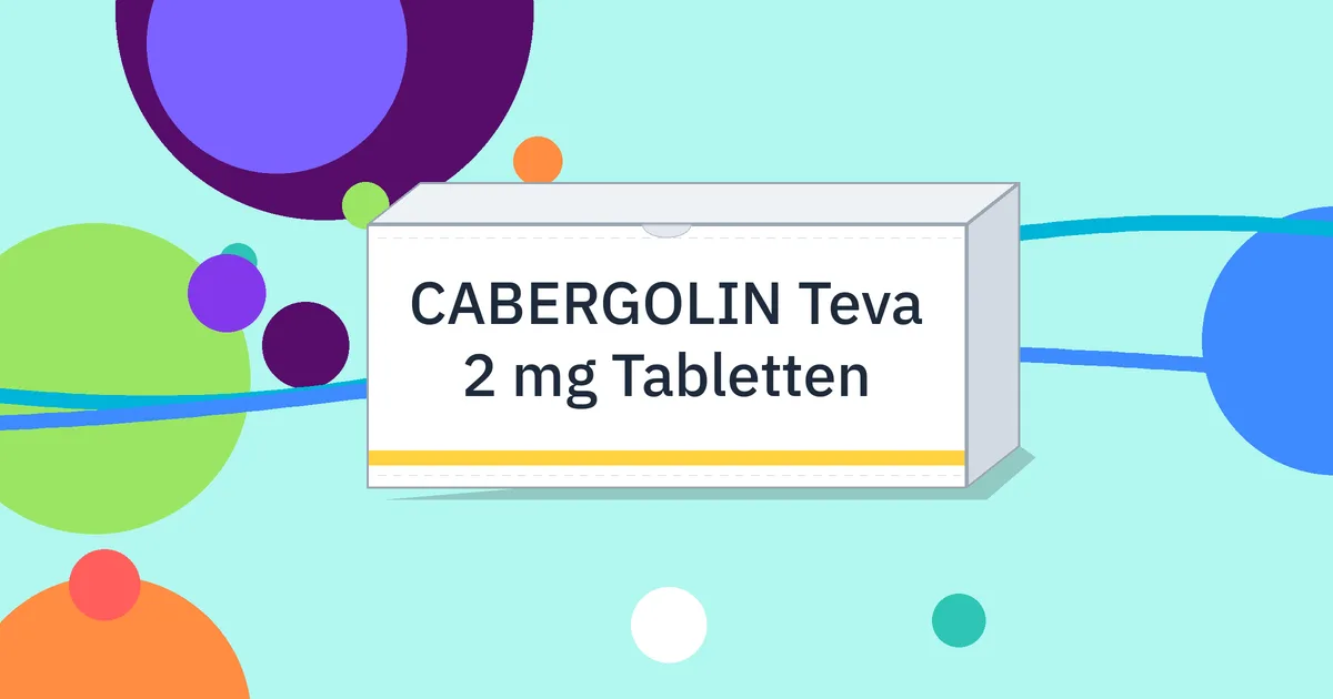 Symbolbild: Packung mit der Aufschrift CABERGOLIN Teva 2 mg Tabletten (PZN 09191912) – Verfügbarkeit und Bezug in Apotheken in Frankfurt am Main