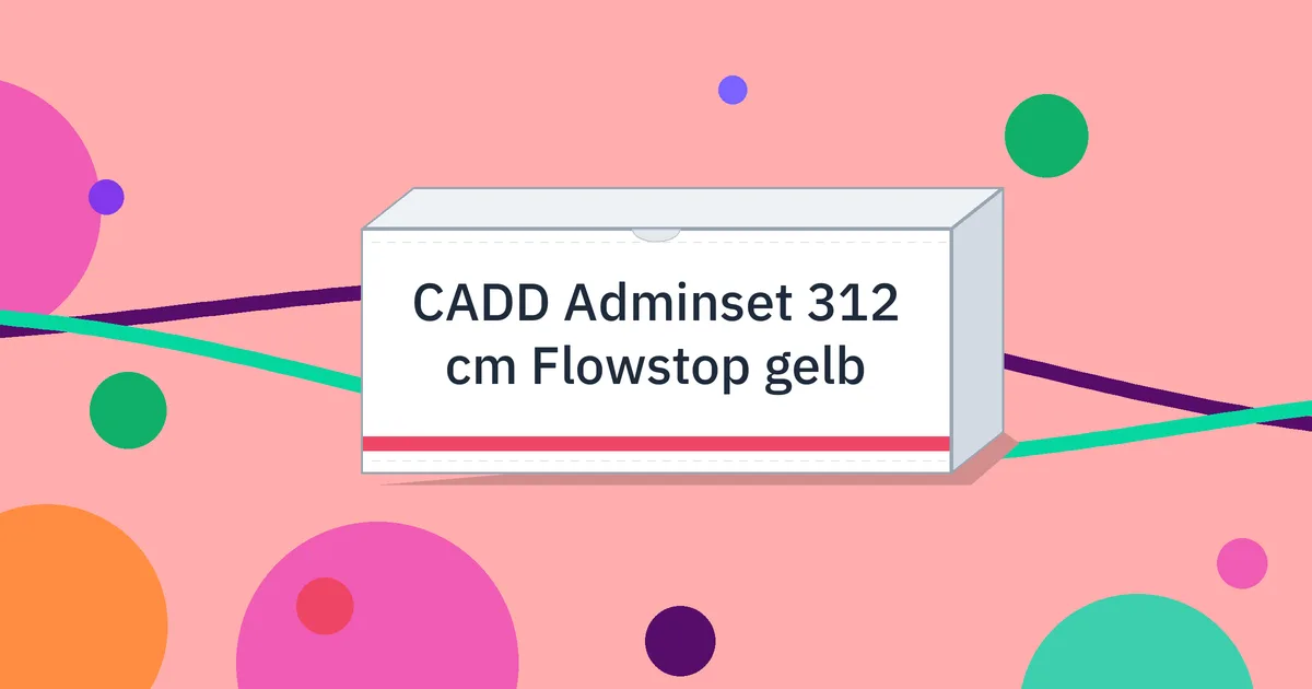 Symbolbild: Packung mit der Aufschrift CADD Adminset 312 cm Flowstop gelb (PZN 11242143) – Verfügbarkeit und Bezug in Apotheken in Frankfurt am Main