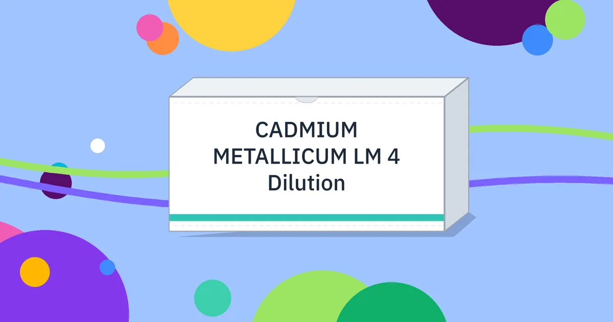 Symbolbild: Packung mit der Aufschrift CADMIUM METALLICUM LM 4 Dilution (PZN 13400008) – Verfügbarkeit und Bezug in Apotheken in Frankfurt am Main