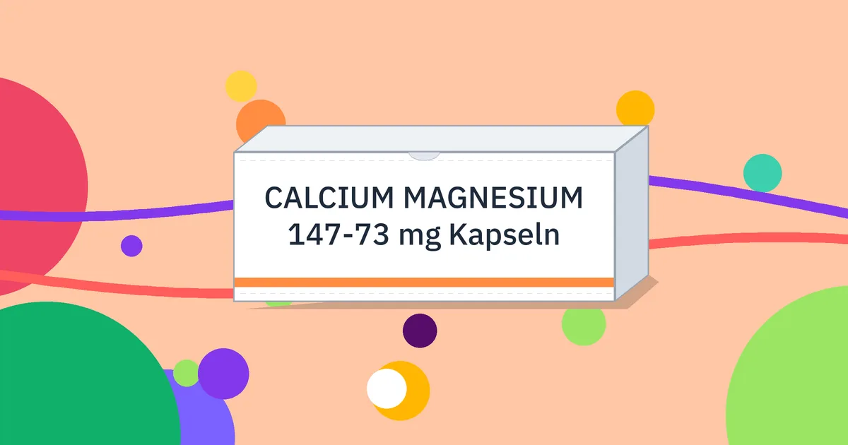 Symbolbild: Packung mit der Aufschrift CALCIUM MAGNESIUM 147-73 mg Kapseln (PZN 04871507) – Verfügbarkeit und Bezug in Apotheken in Frankfurt am Main