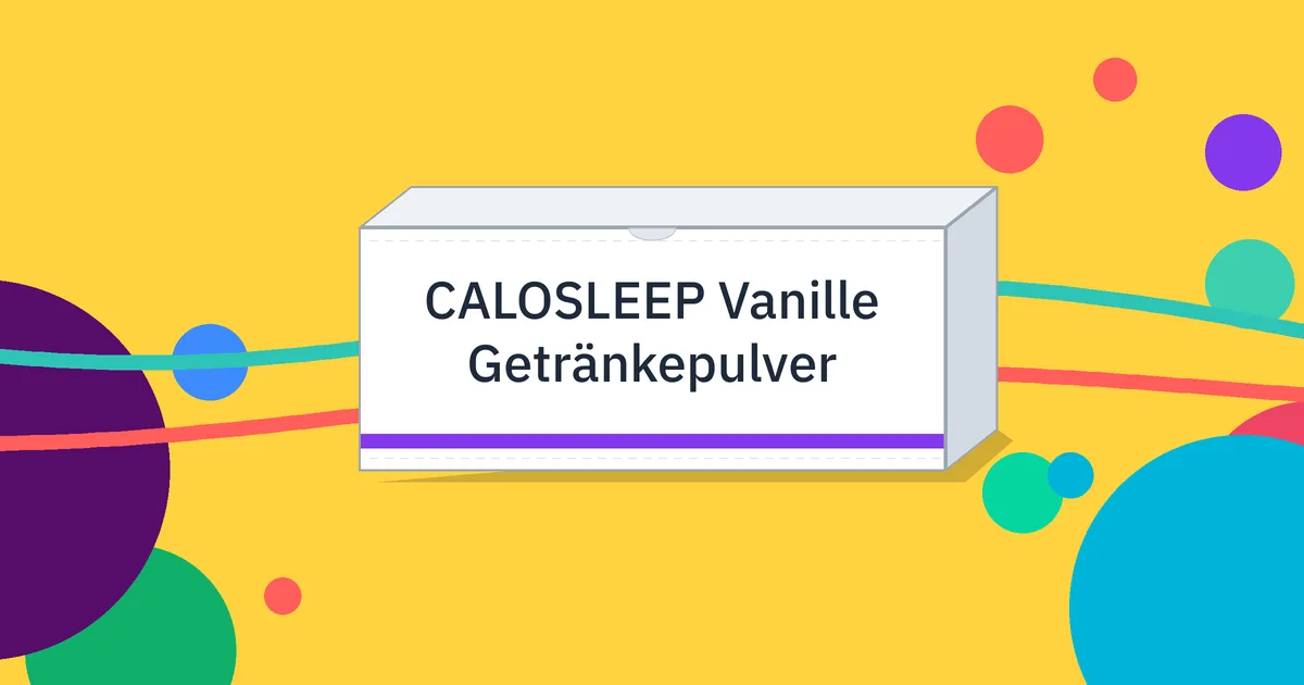 Symbolbild: Packung mit der Aufschrift CALOSLEEP Vanille Getränkepulver (PZN 20647318) – Verfügbarkeit und Bezug in Apotheken in Frankfurt am Main