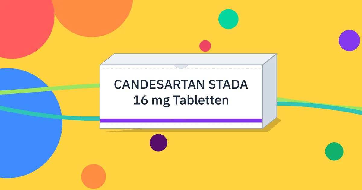 Symbolbild: Packung mit der Aufschrift CANDESARTAN STADA 16 mg Tabletten (PZN 09443182) – Verfügbarkeit und Bezug in Apotheken in Frankfurt am Main
